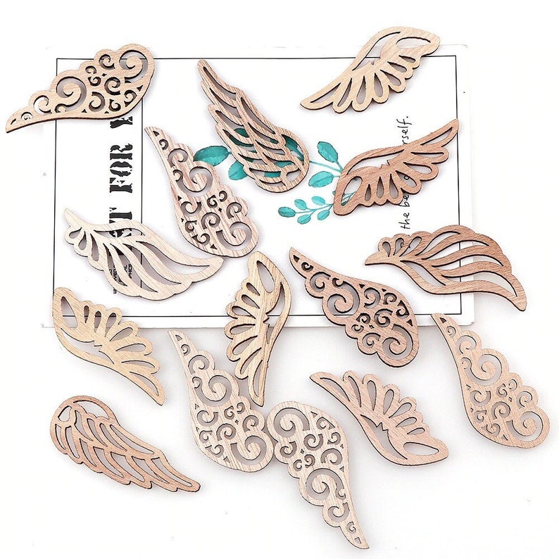 Wooden Angel Wing Shaped Ornaments Craft and DIY 4 Designs - Etsy