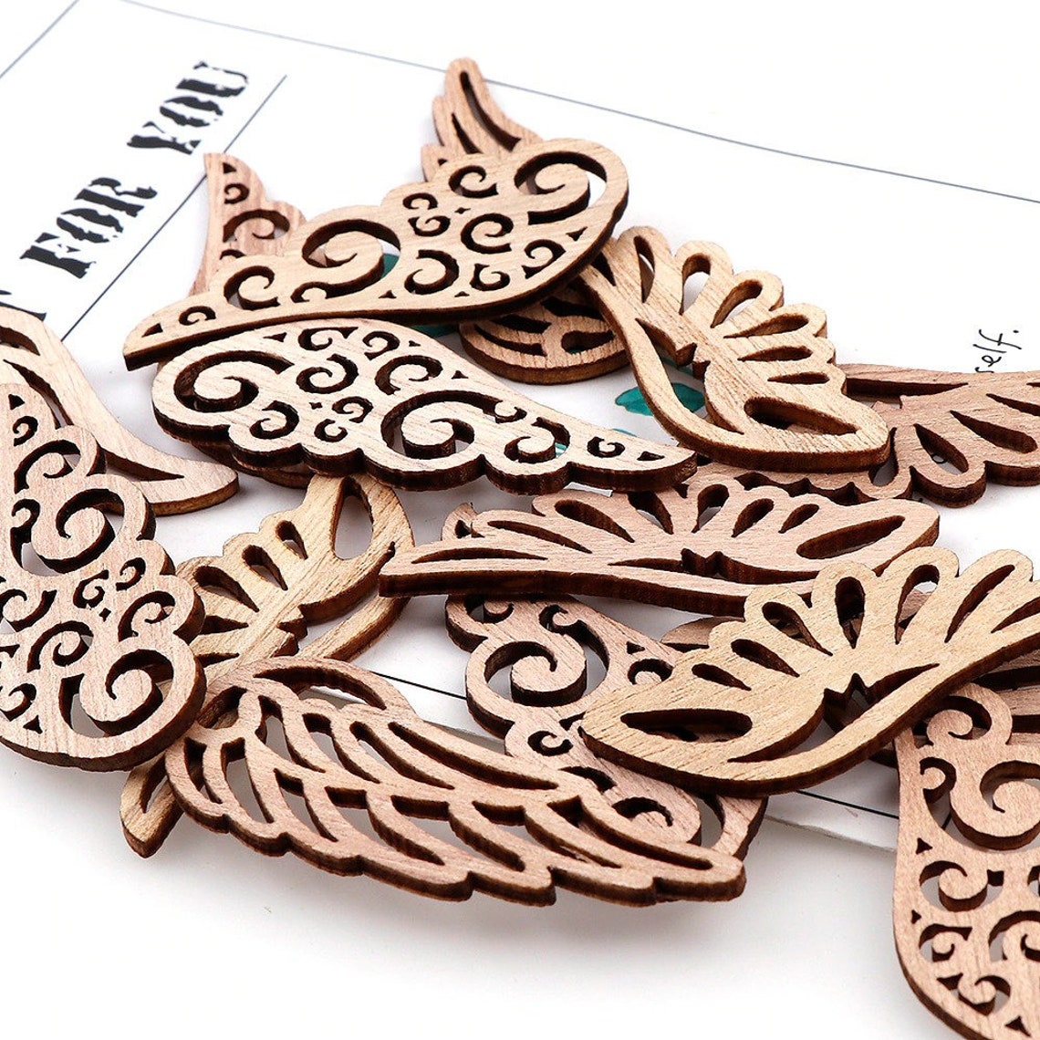 Wooden Angel Wing Shaped Ornaments Craft and DIY 4 Designs - Etsy