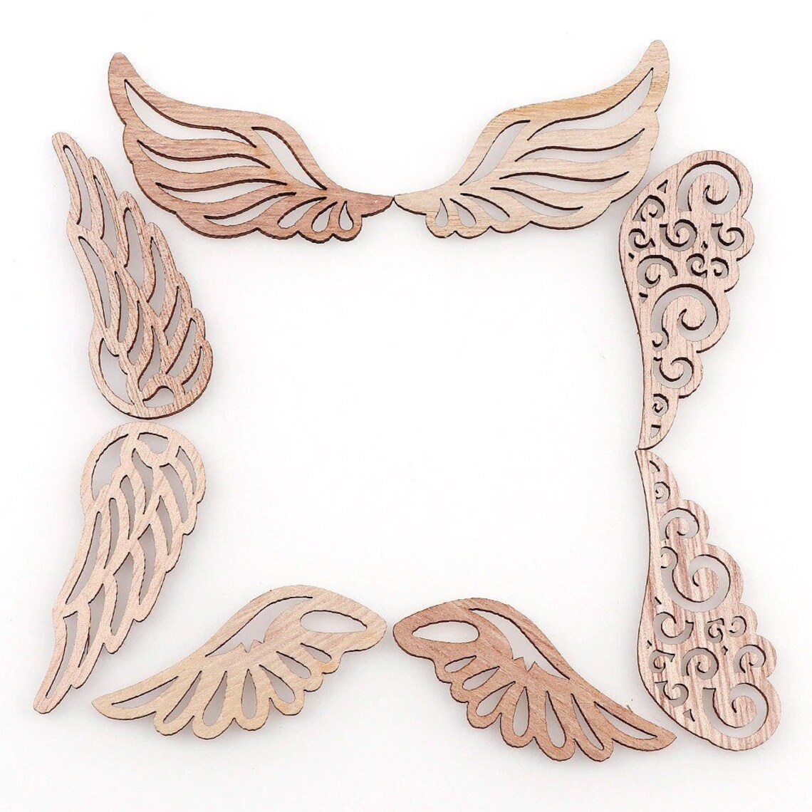 Wooden Angel Wing Shaped Ornaments Craft and DIY 4 Designs - Etsy