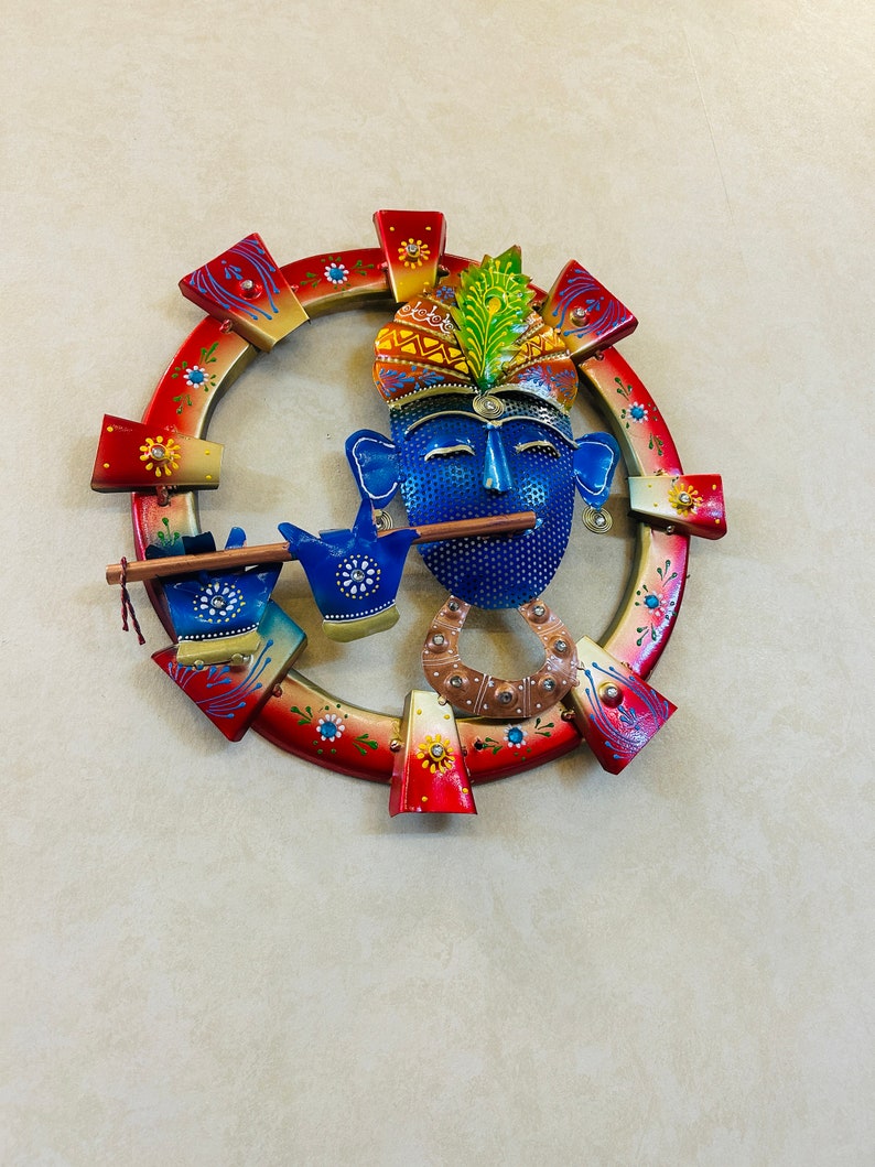 Shree Krishna With Flute Ring Wall Hanging Metal Wall Art - Etsy