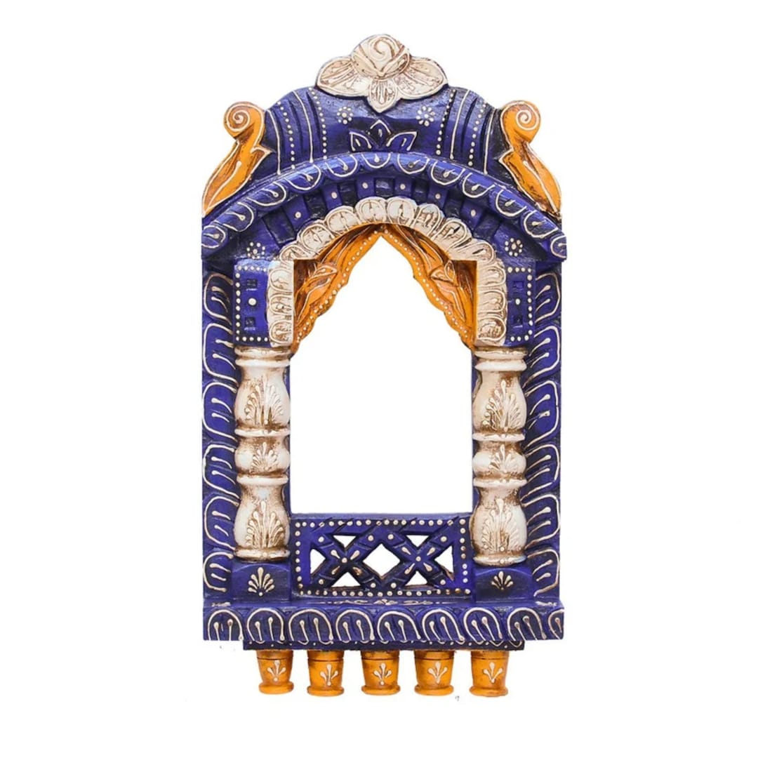 Wooden Window Wall Frame, Hand Painted Hand Carved Indian Ethnic Wall ...