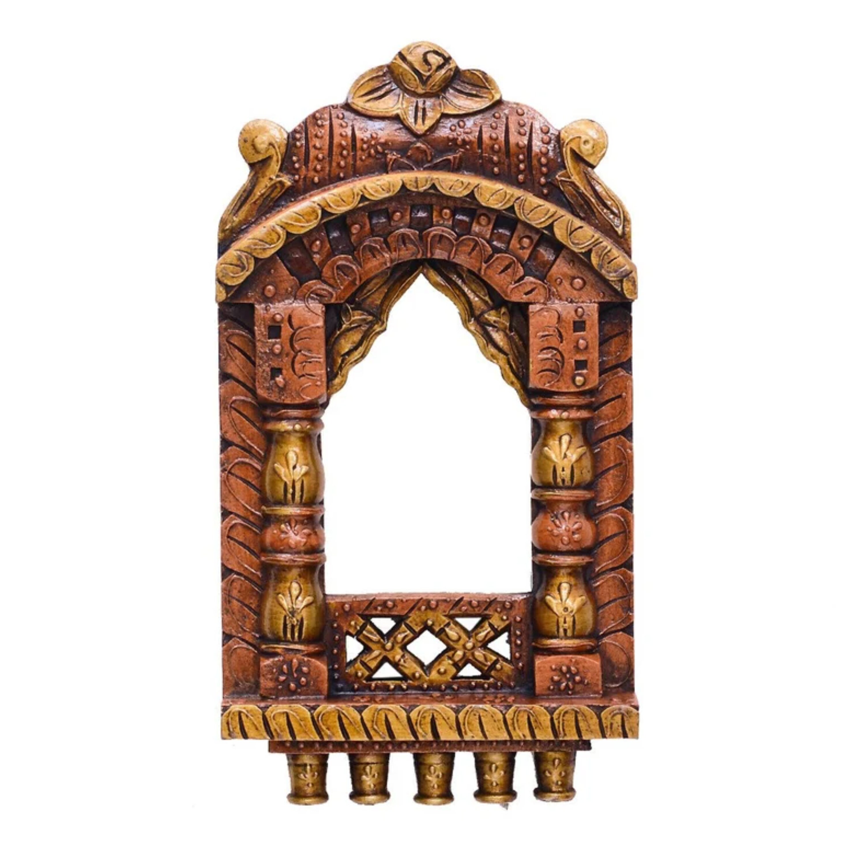 Wooden Window Wall Frame, Hand Painted Hand Carved Indian Ethnic Wall ...
