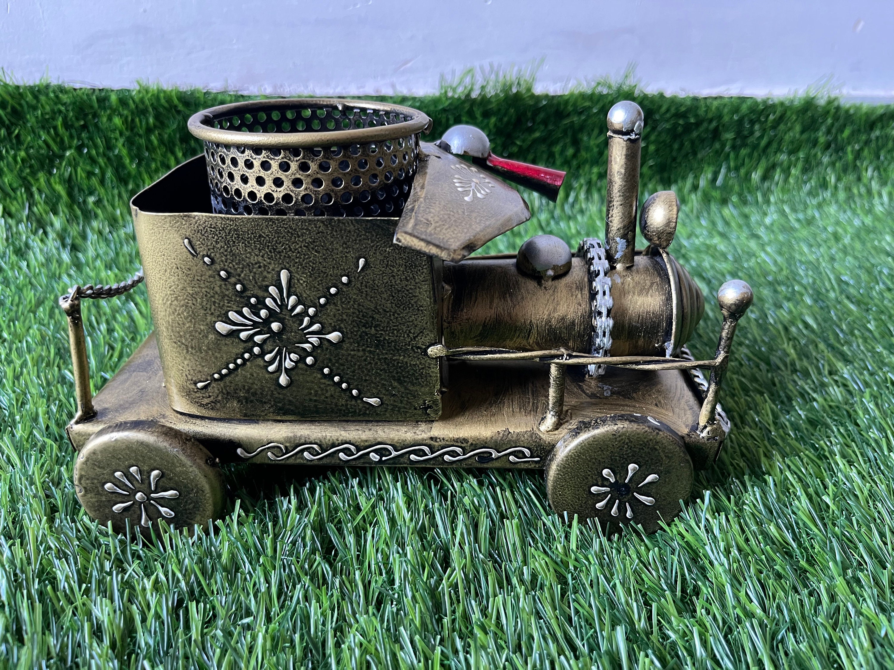 Handcrafted Train Engine Shape Decorative Pen Stand by Nitya Art N ...