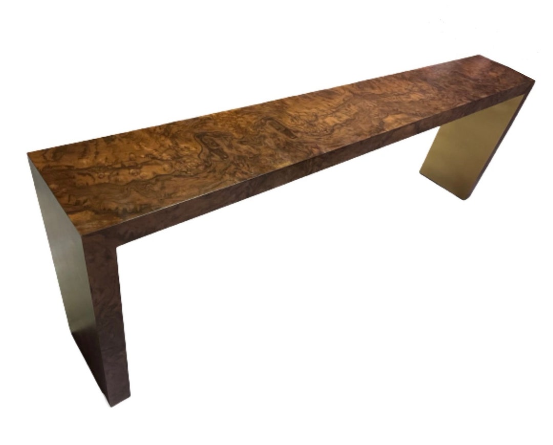 Custom Burl Wood Console With Gold Paint on Inside of Legs Made in the ...