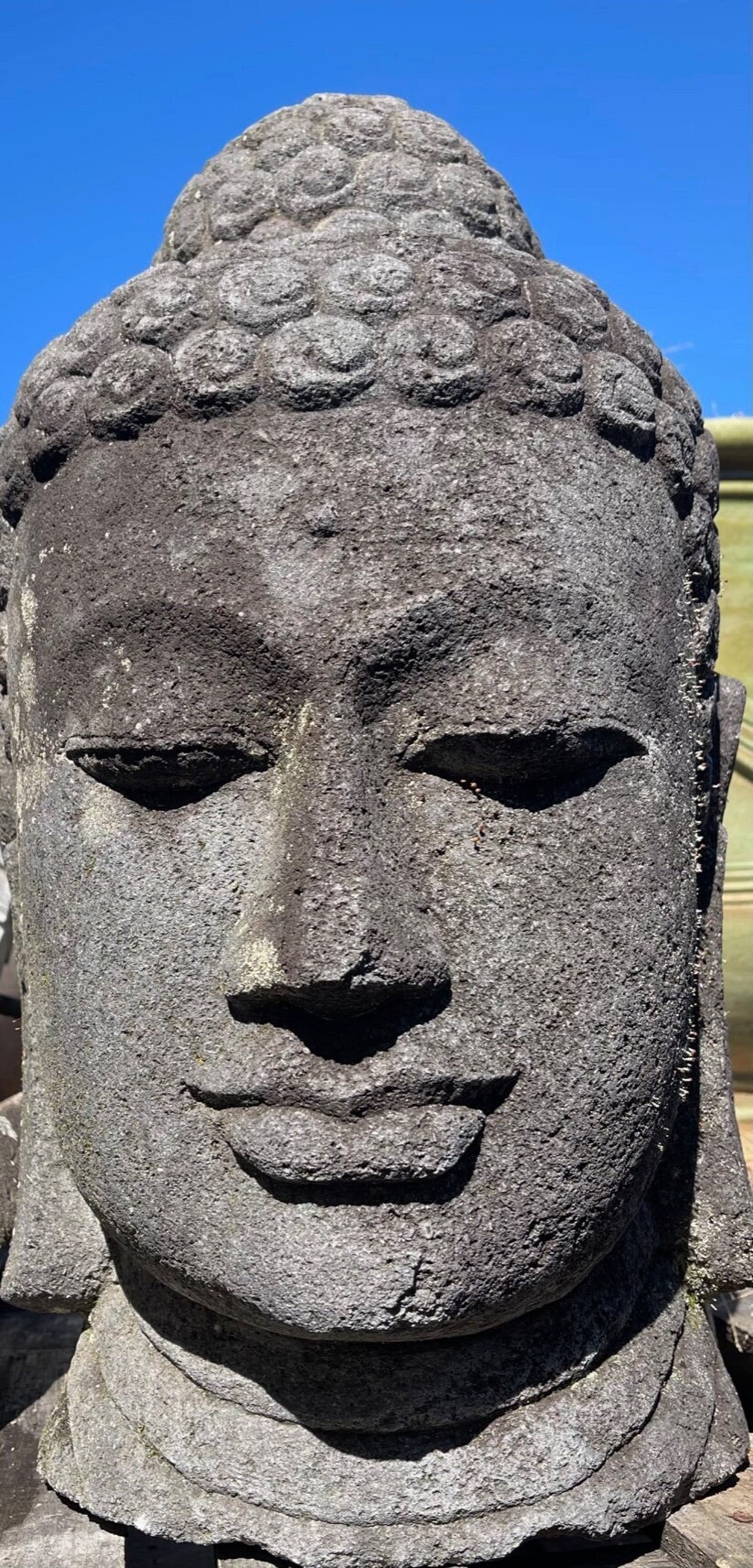 One of a Kind Vintage Hand Carved Buddha Stone Bust Figurine Buddha ...