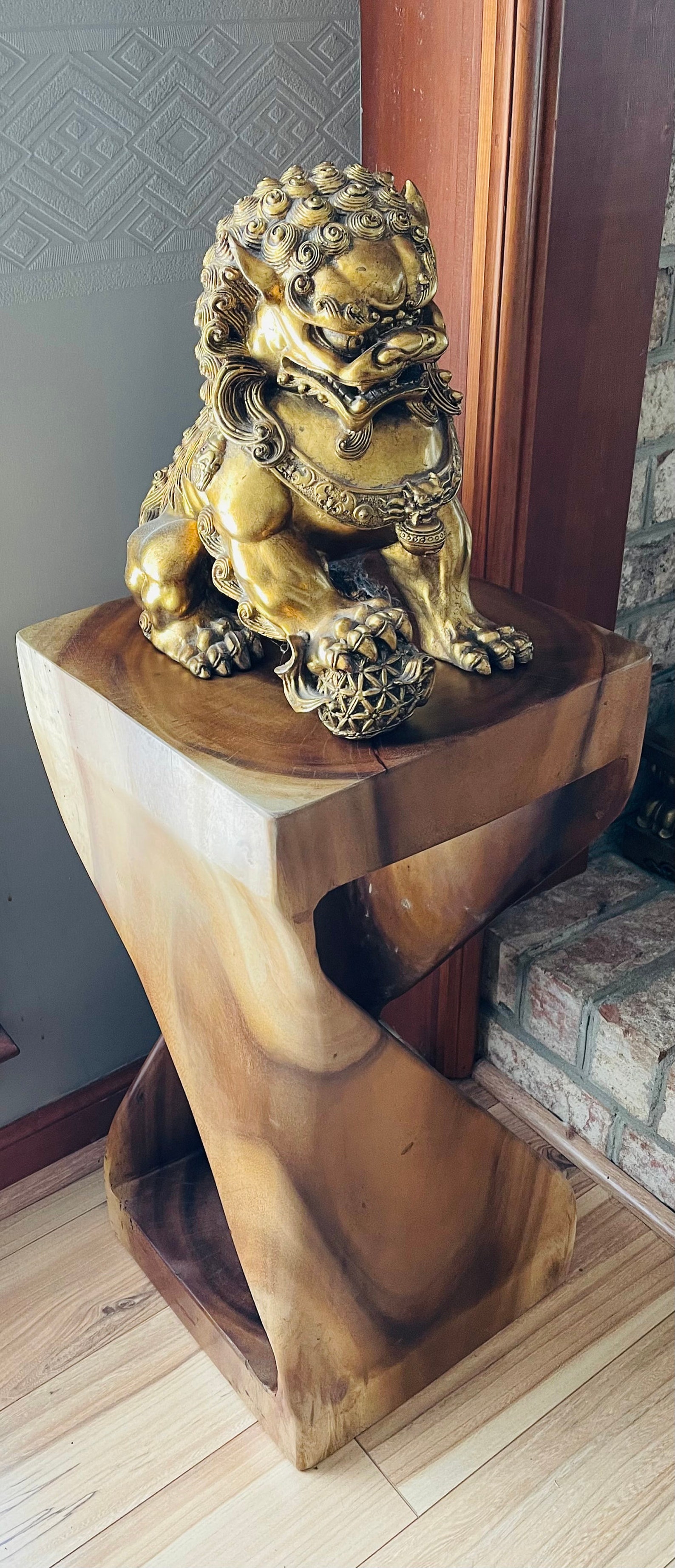 Teak Twist Pedestal Twisted End Table Teak Plant Stand Modern Furniture ...