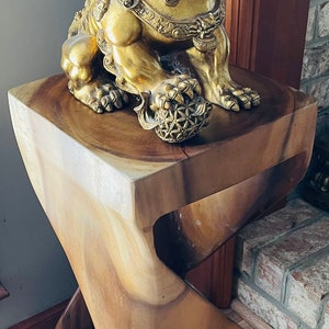 Teak Twist Pedestal Twisted End Table Teak Plant Stand Modern Furniture ...