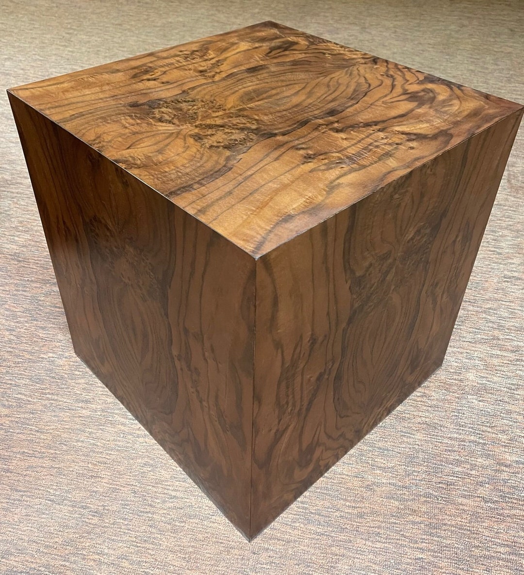 Genuine Walnut Burl Veneer Cube Side Table Contemporary Accent Table ...
