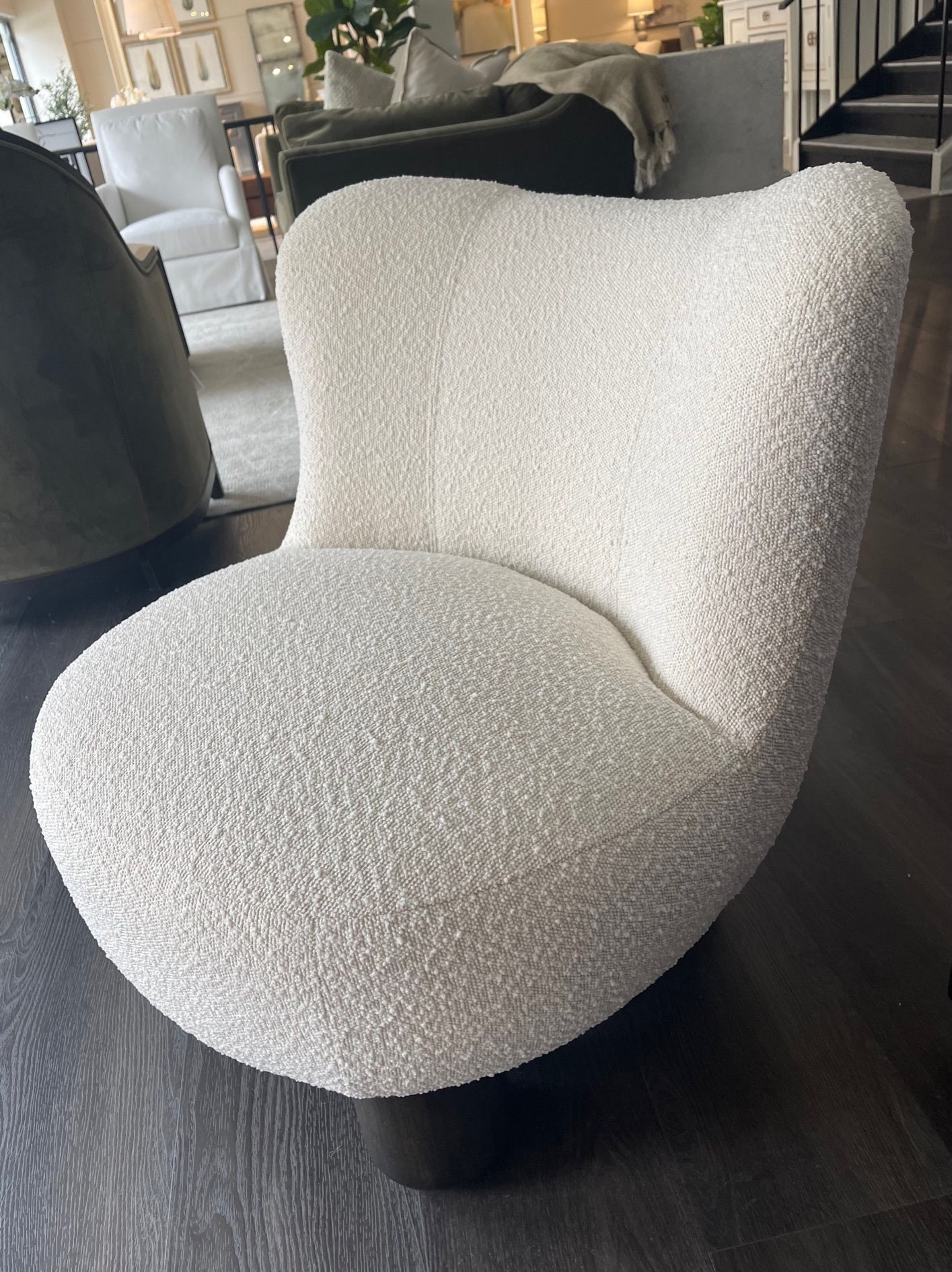 Modern Luxury Accent Chair With Boucle Fabric Slipper Chair Boucle ...