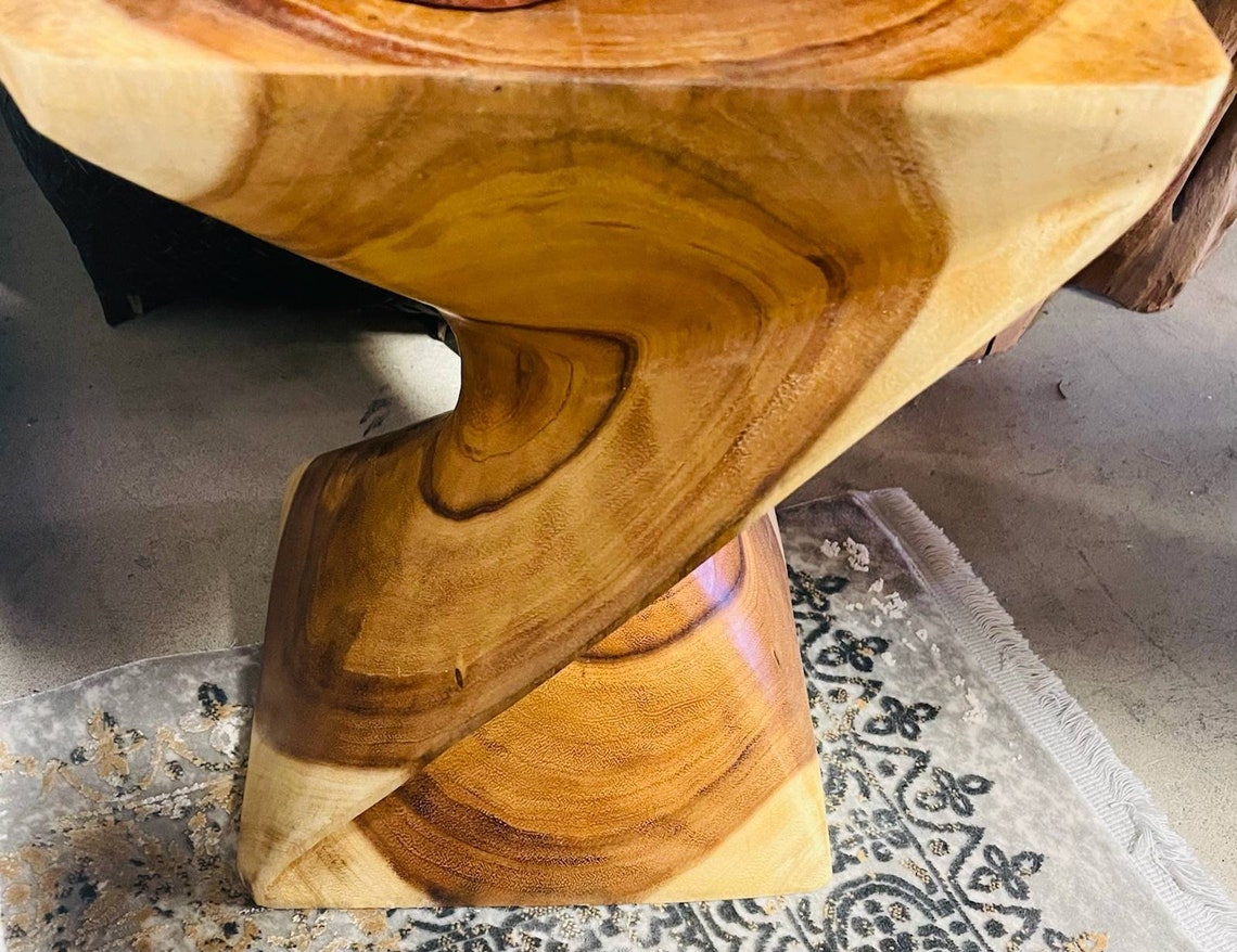 Teak Twist Pedestal Twisted End Table Teak Plant Stand Modern - Etsy
