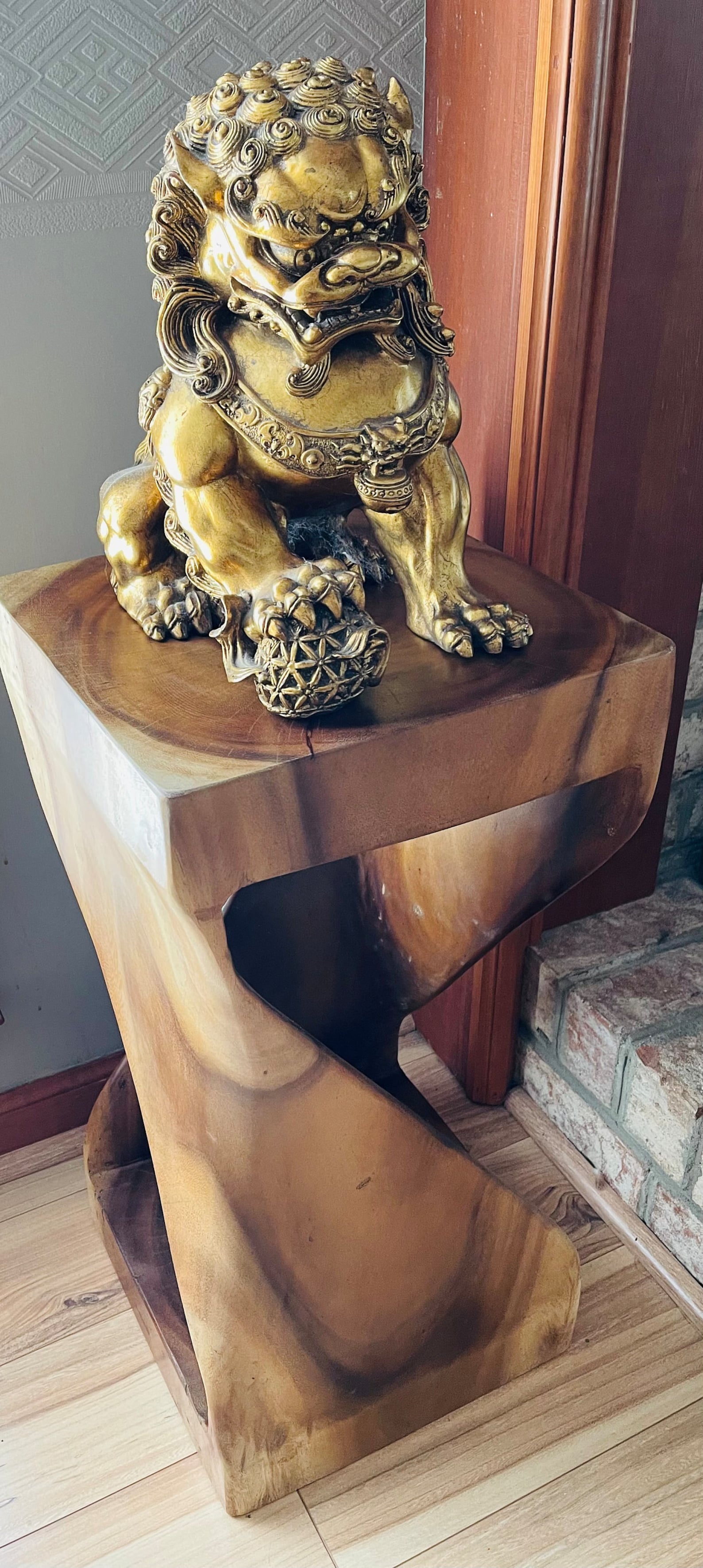 Teak Twist Pedestal Twisted End Table Teak Plant Stand Modern Furniture ...
