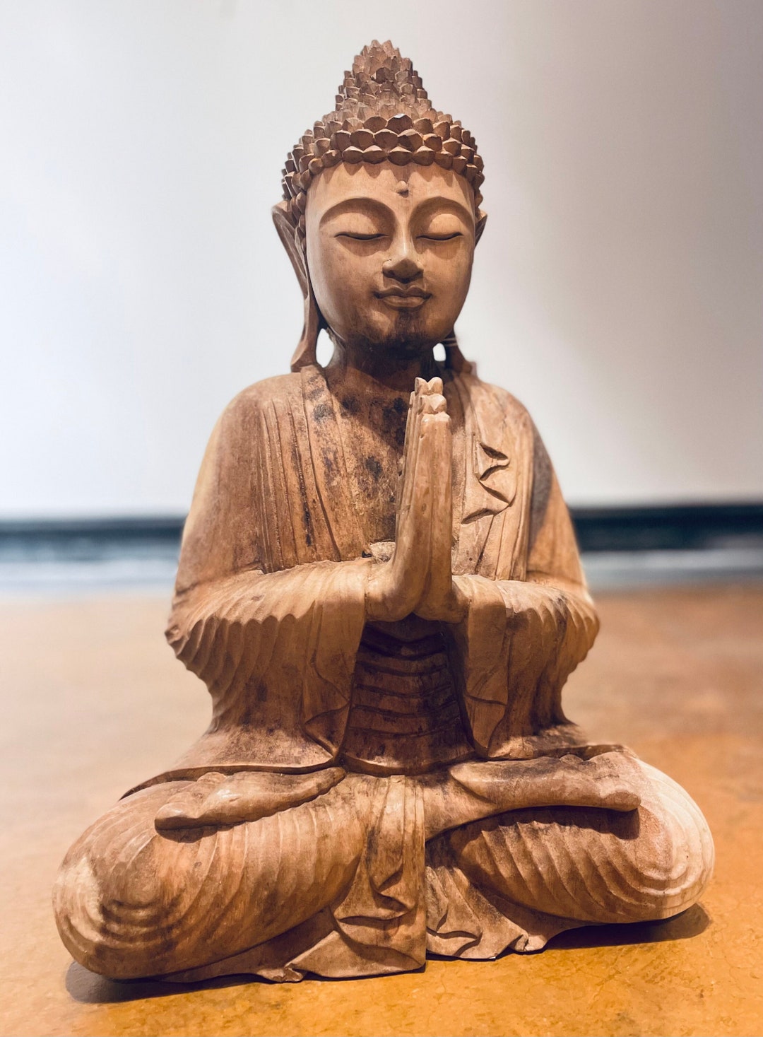 Hand Carved Teak Wood Buddha Figurine Buddha Zen Wood - Etsy
