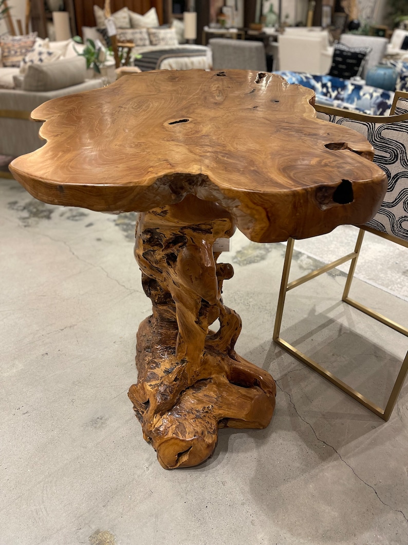 Teak Root Bar Table Bar Stool Set Live Edge Teak Driftwood Organic Furniture - Etsy