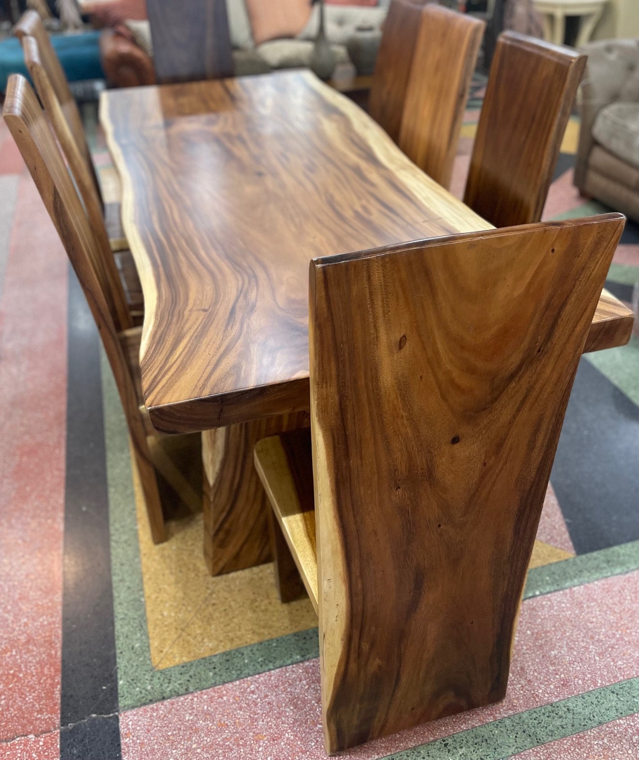 Live Edge Monkey Pod Wood Dining Table Organic East Indian Walnut ...