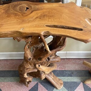 Teak Root Bar Table Bar Stool Set Live Edge Teak Driftwood Organic Furniture - Etsy