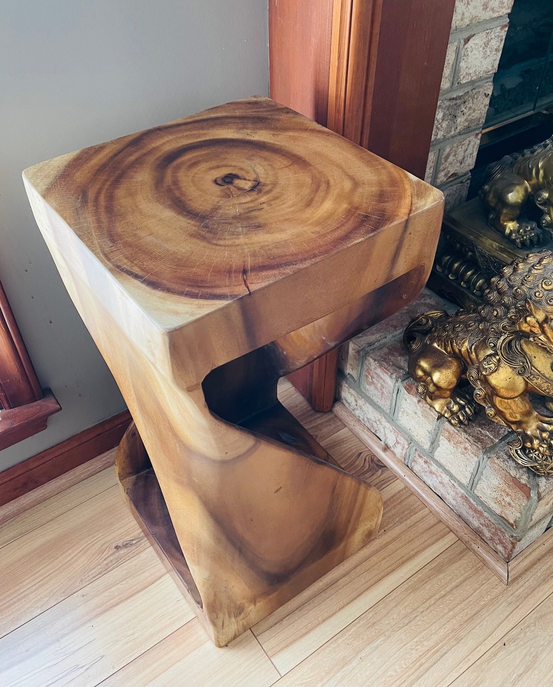 Teak Twist Pedestal Twisted End Table Teak Plant Stand Modern - Etsy