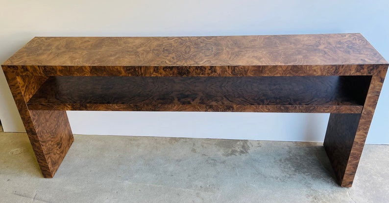 Custom Burl Wood Console Table: Modern Sofa Table, Made in USA - Etsy