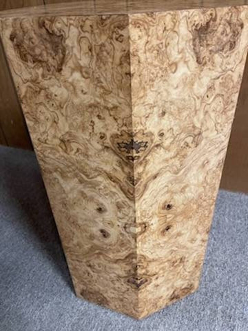 Olive Ash Burl Wood Octagon Pedestal End Table Cube Side Table - Etsy