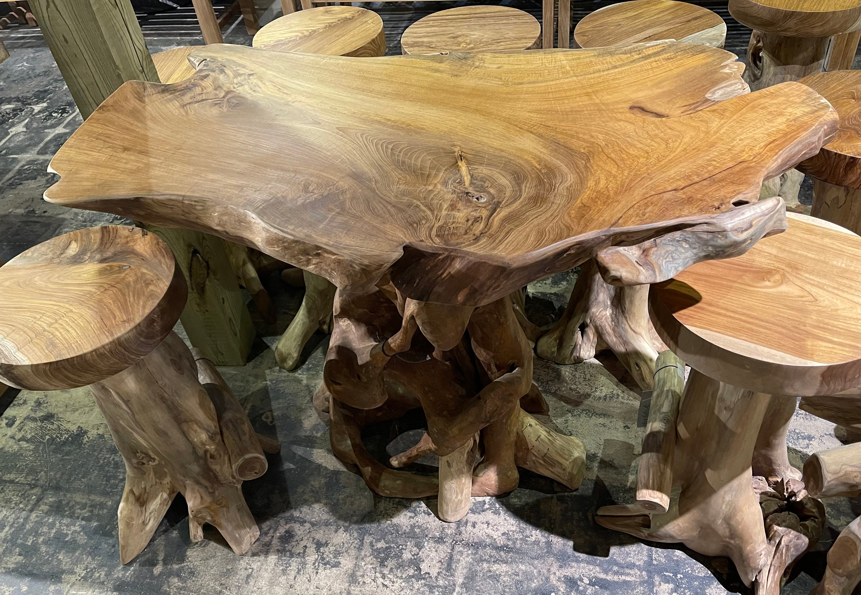 Teak Root Bar Table Bar Stool Set Live Edge Teak Driftwood Organic Furniture - Etsy