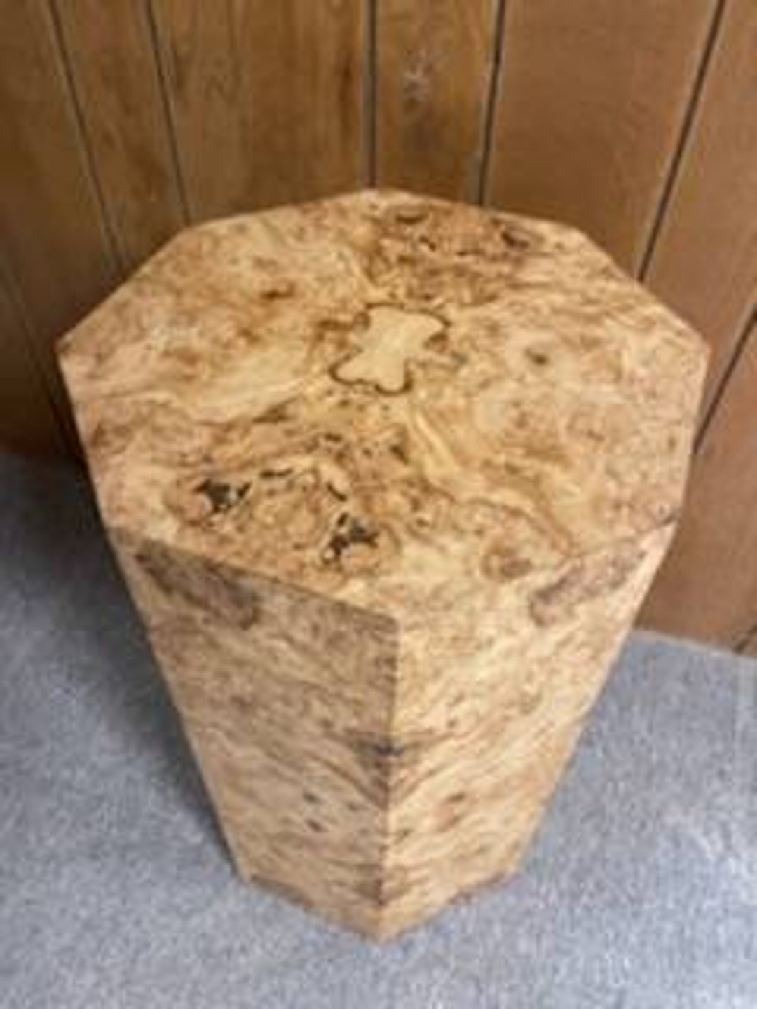 Olive Ash Burl Wood Octagon Pedestal End Table Cube Side Table - Etsy