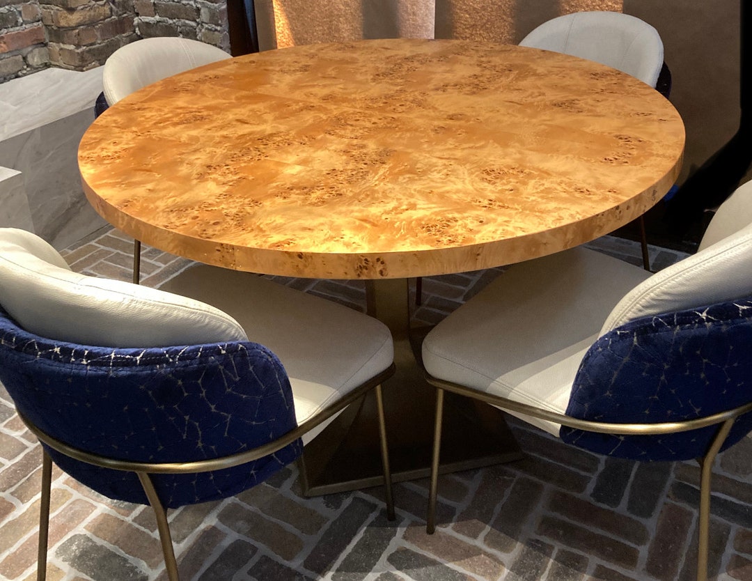 Custom Burl Wood Veneer Round Table Top: Modern Accent Table, Made in ...