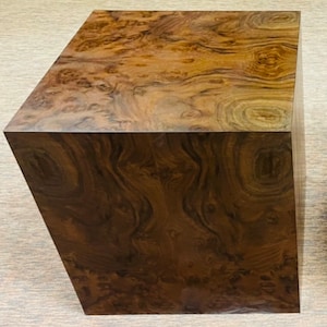Genuine Walnut Burl Veneer Cube Side Table Contemporary Accent Table ...