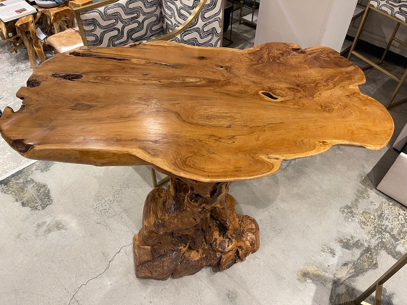 Teak Root Bar Table Bar Stool Set Live Edge Teak Driftwood - Etsy