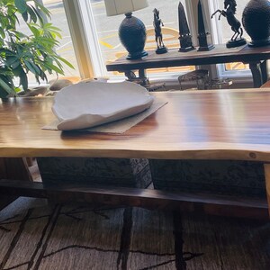 Live Edge Exotic Monkey Pod Wood Dining Table Chairs Organic Furniture ...