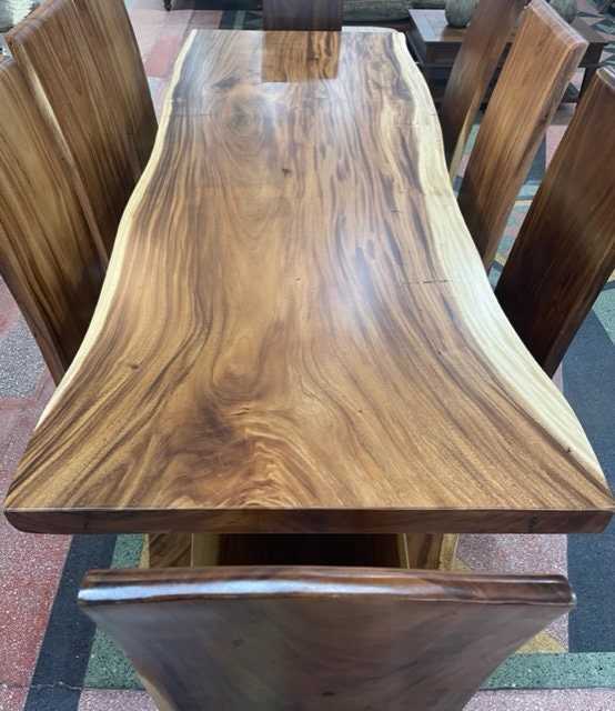 Live Edge Monkey Pod Wood Dining Table Organic East Indian Walnut ...