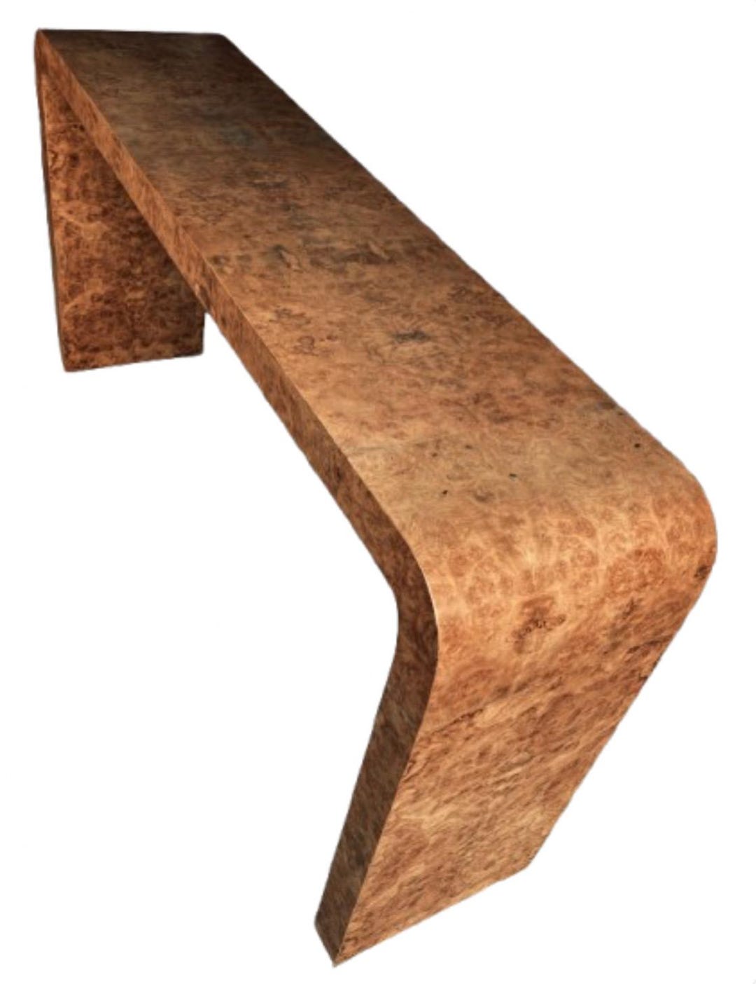 Custom Burl Wood Waterfall Console Table: Modern Sofa Table, Made in ...