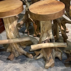 Teak Root Bar Table Bar Stool Set Live Edge Teak Driftwood Organic ...