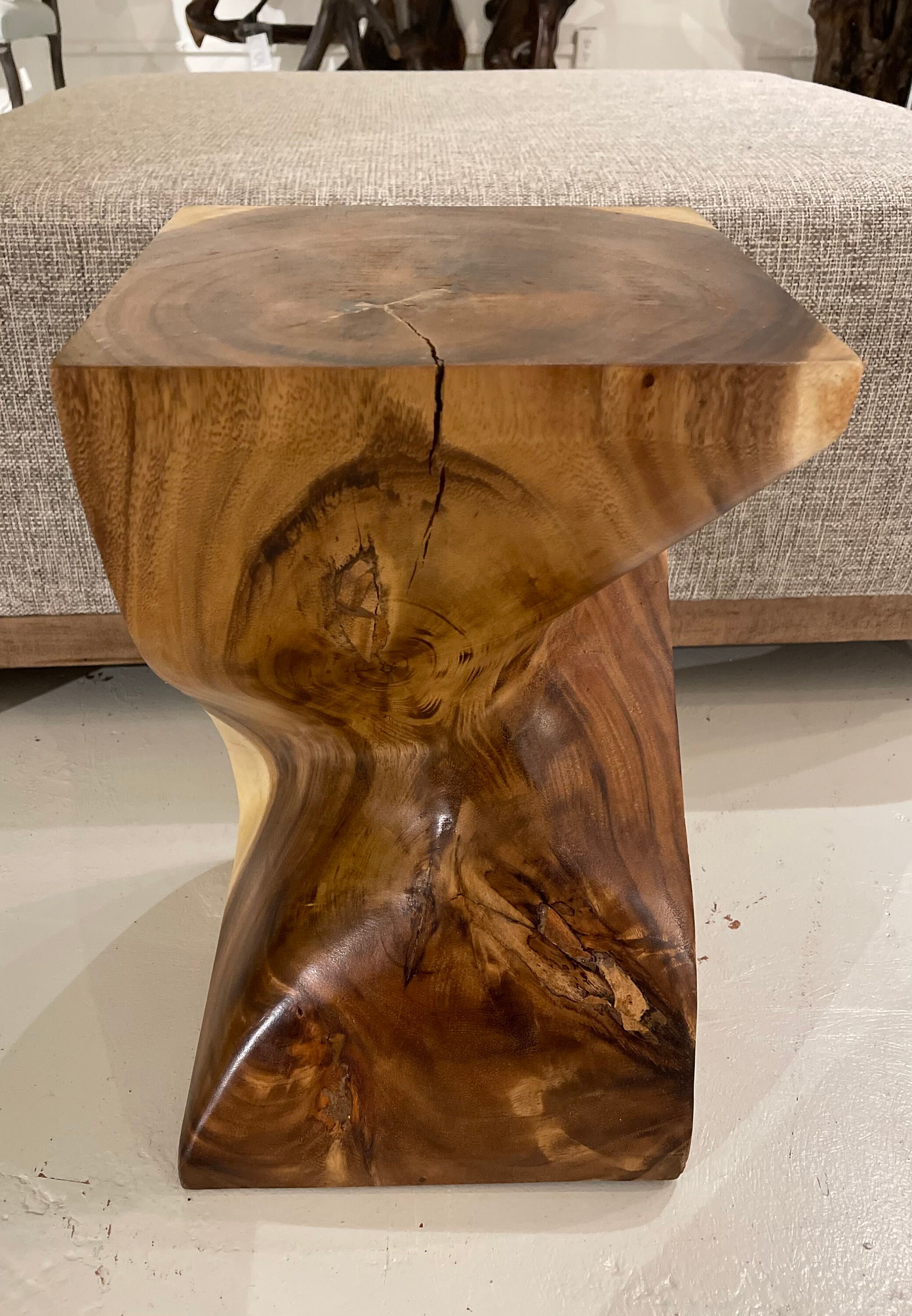 Teak Twist Pedestal Twisted End Table Teak Plant Stand Modern Furniture ...