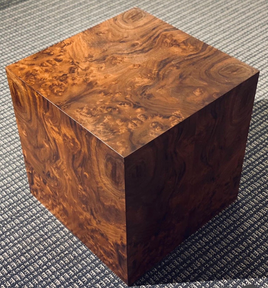 Genuine Walnut Burl Veneer Cube Side Table Contemporary Accent - Etsy
