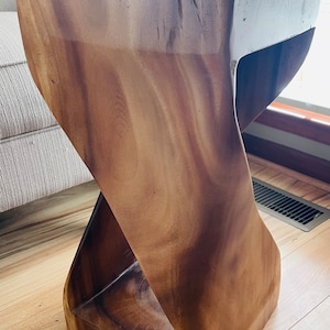 Teak Twist Pedestal Twisted End Table Teak Plant Stand Modern Furniture ...