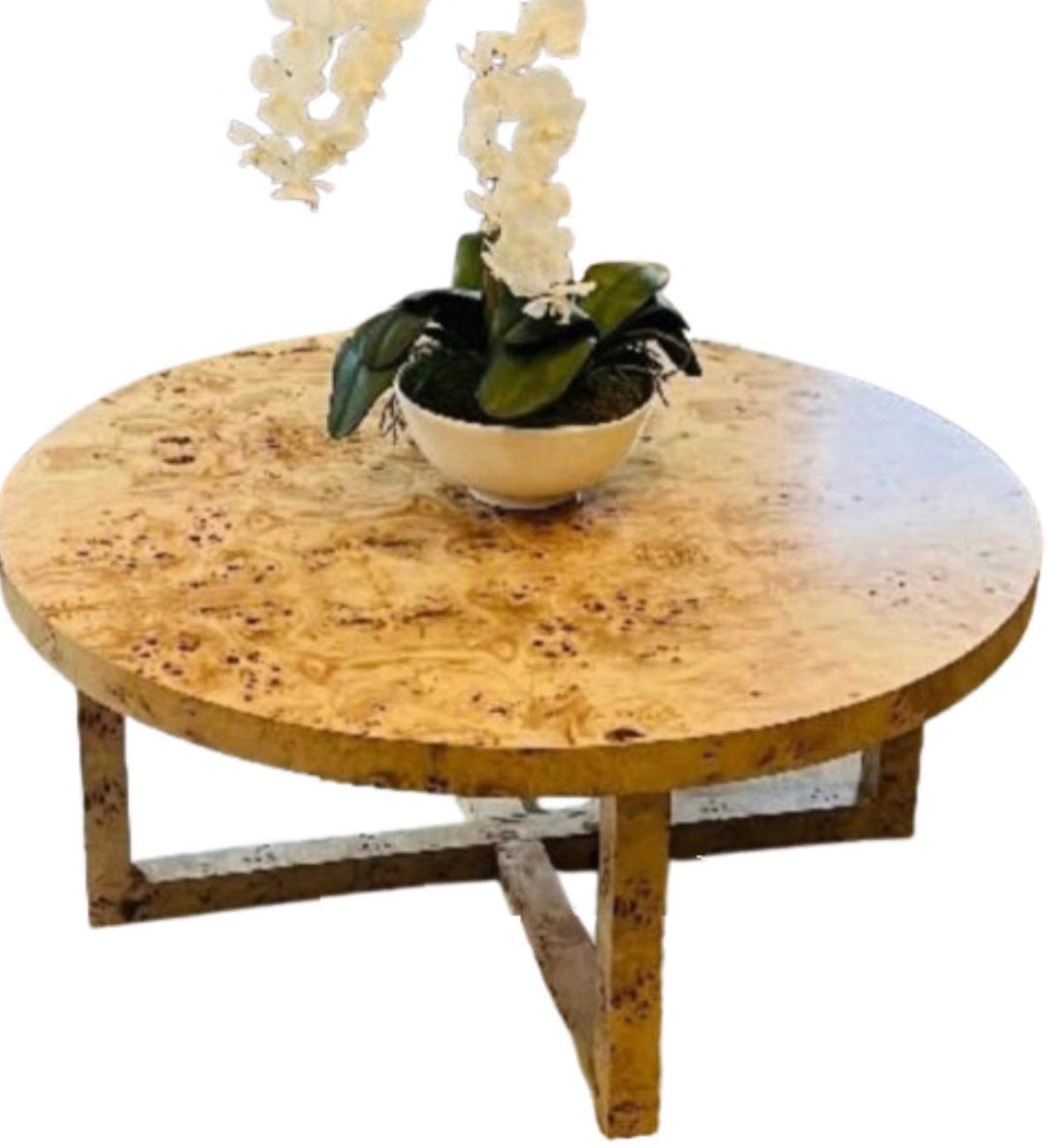 Custom Burl Wood Round Coffee Table: Mid Century Modern Accent Table - Etsy
