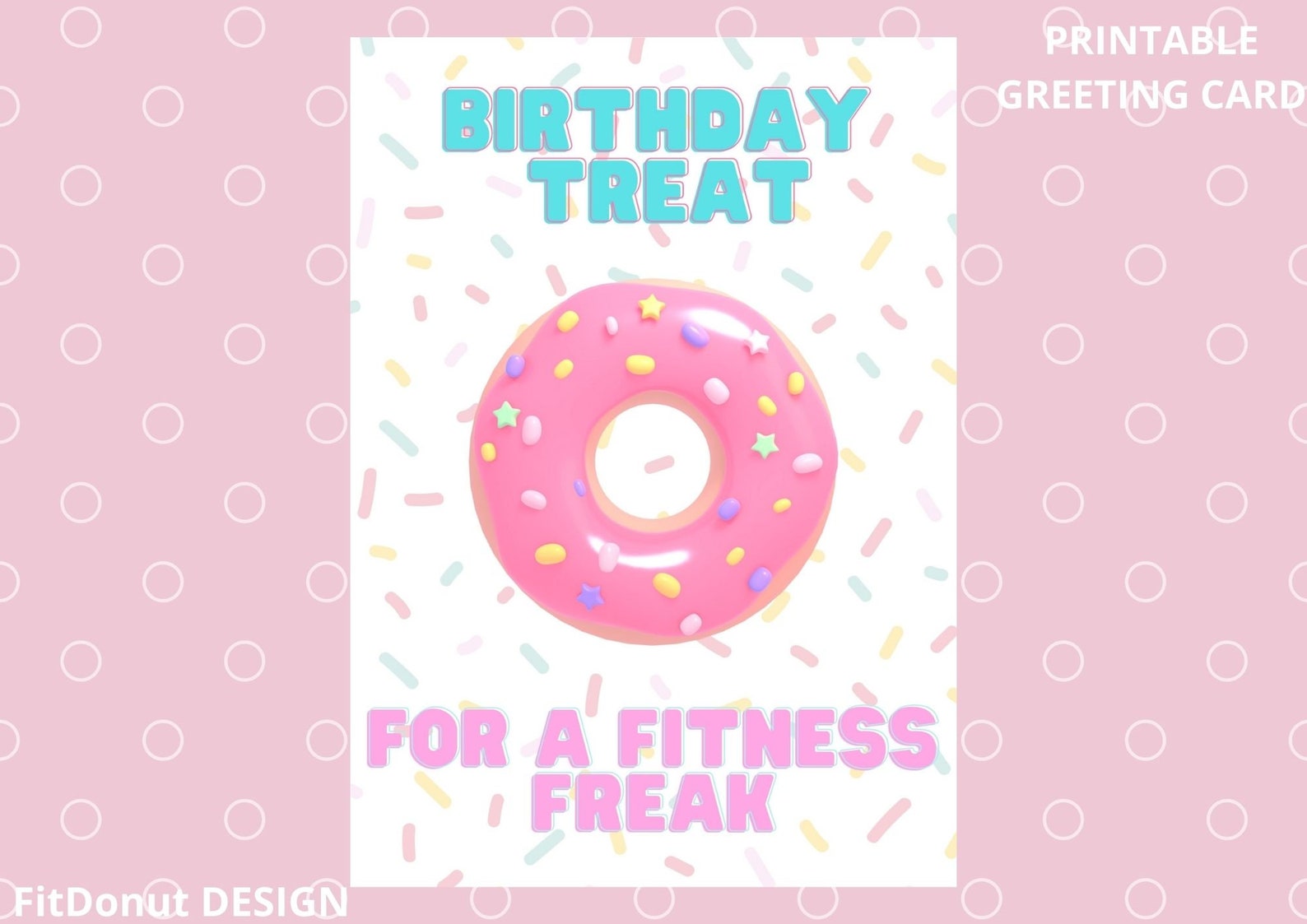 Fitness Birthday Card | Donut Birthday Card | Fitness Girl Birthday ...