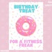 Fitness Birthday Card | Donut Birthday Card | Fitness Girl Birthday ...