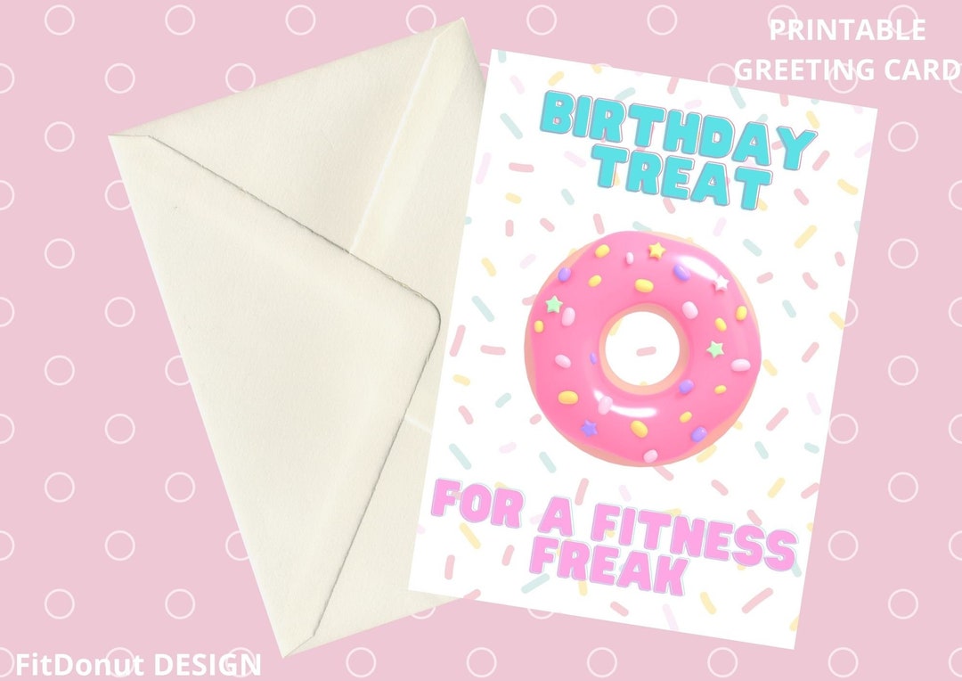 Fitness Birthday Card | Donut Birthday Card | Fitness Girl Birthday ...