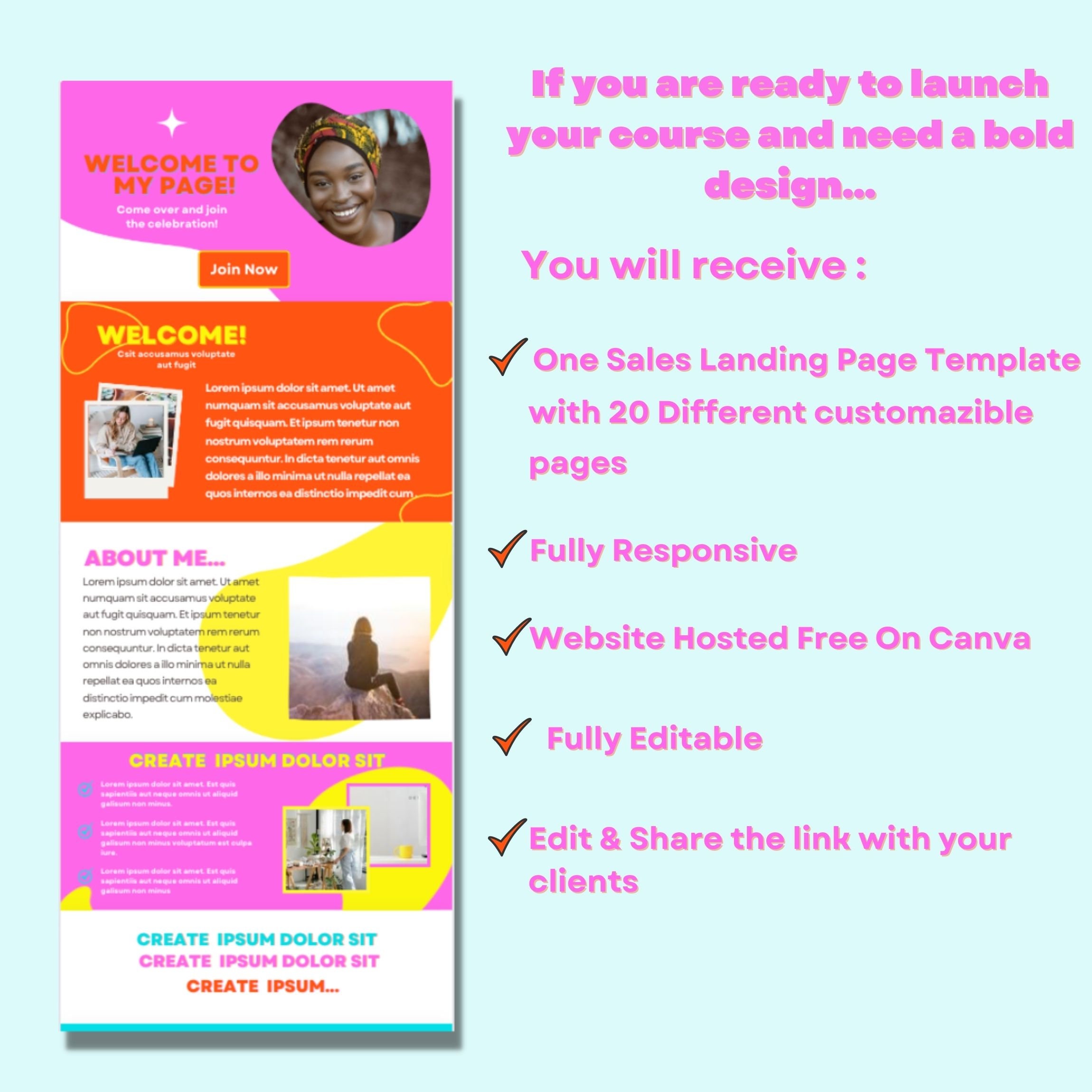 Bold Colorful Sales Landing Page,sales Page Template Canva,online ...