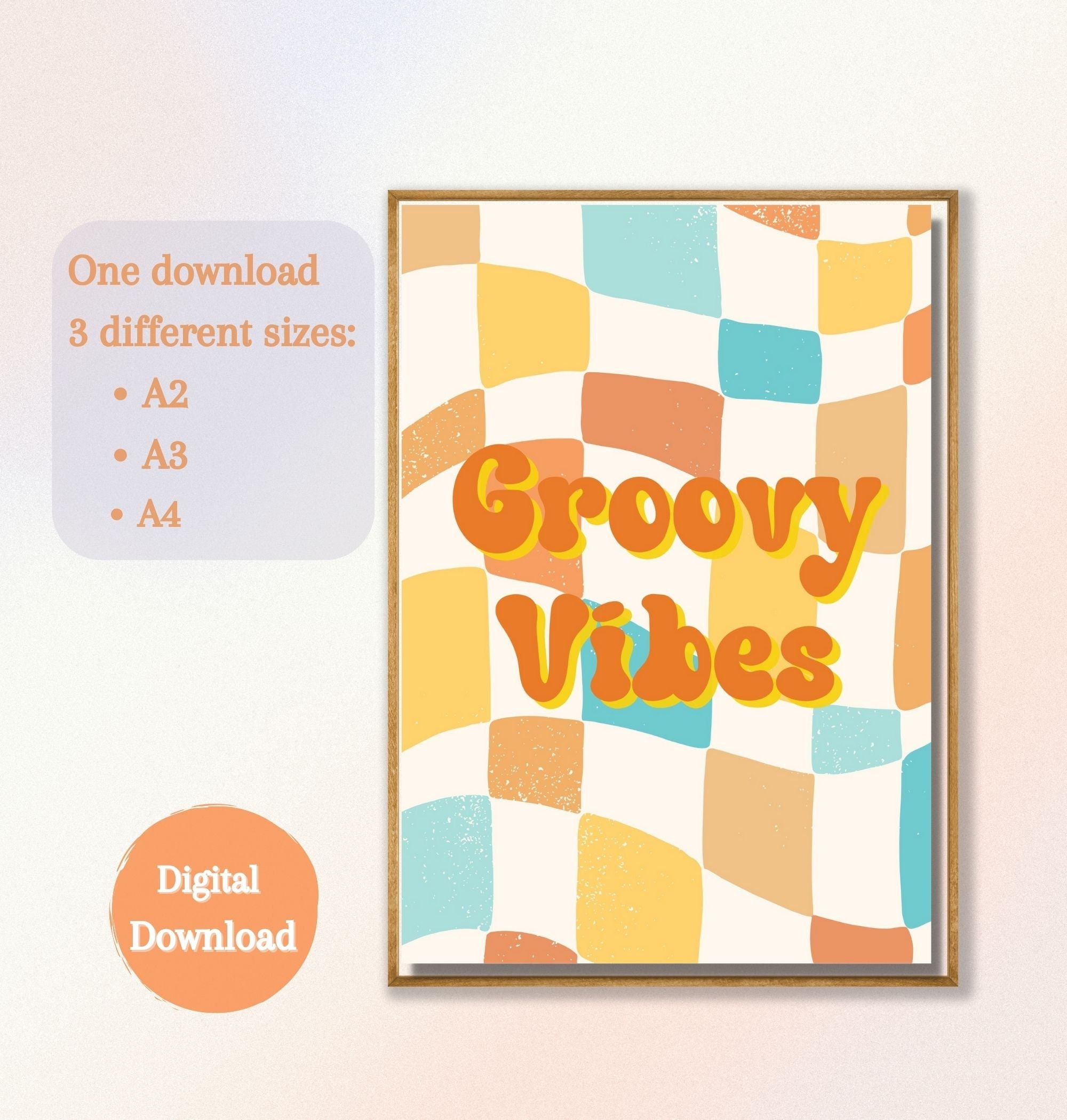 Groovy Vibes Retro Printable Poster, Boho Hippie Poster,70s Printable ...