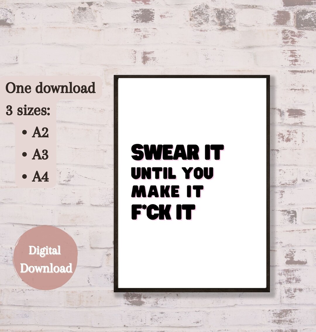 Funny Swear Adult Typography posters Instant Download Fuck - Etsy