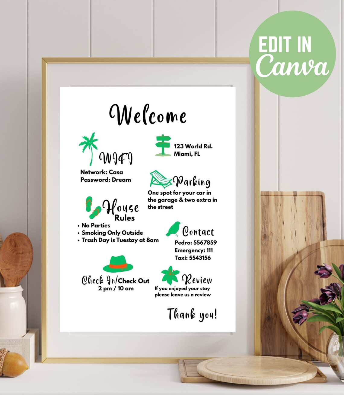 Airbnb Welcome Poster, Vacation Rental Sign, Beach House Rules Template ...