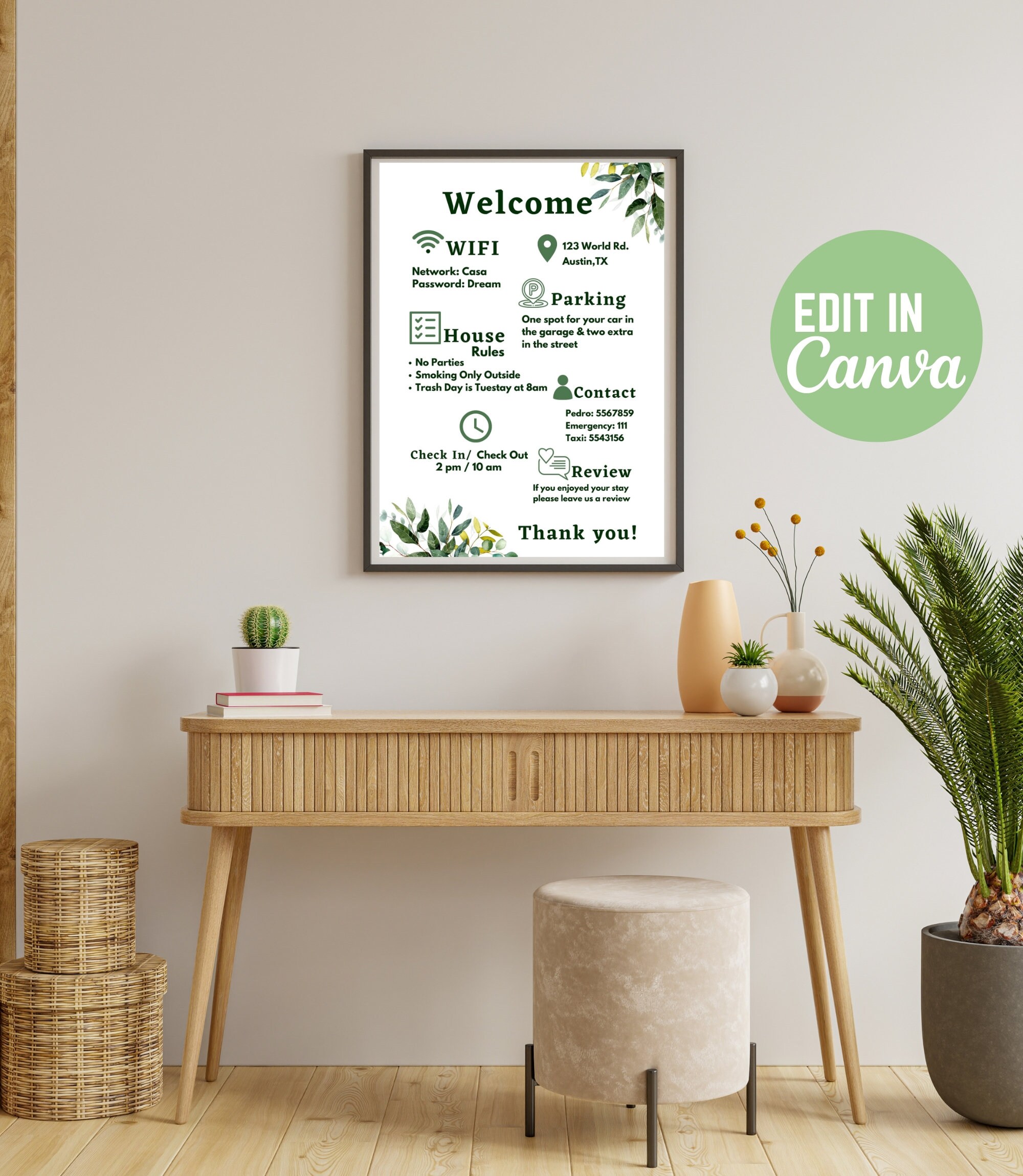 Airbnb Welcome Poster, Vacation Rental Sign, Beach House Rules Template ...