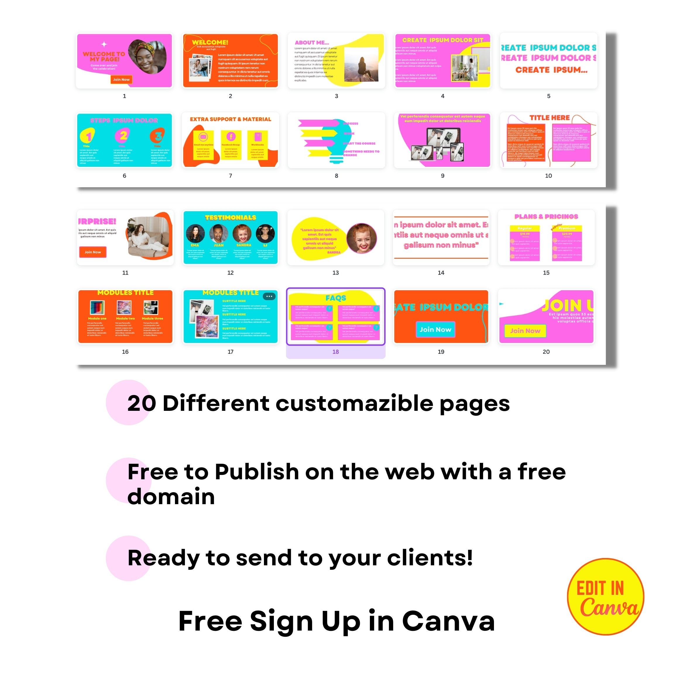 Bold Sales Landing Page Canva,creative Funnel Sales Page Editable ...