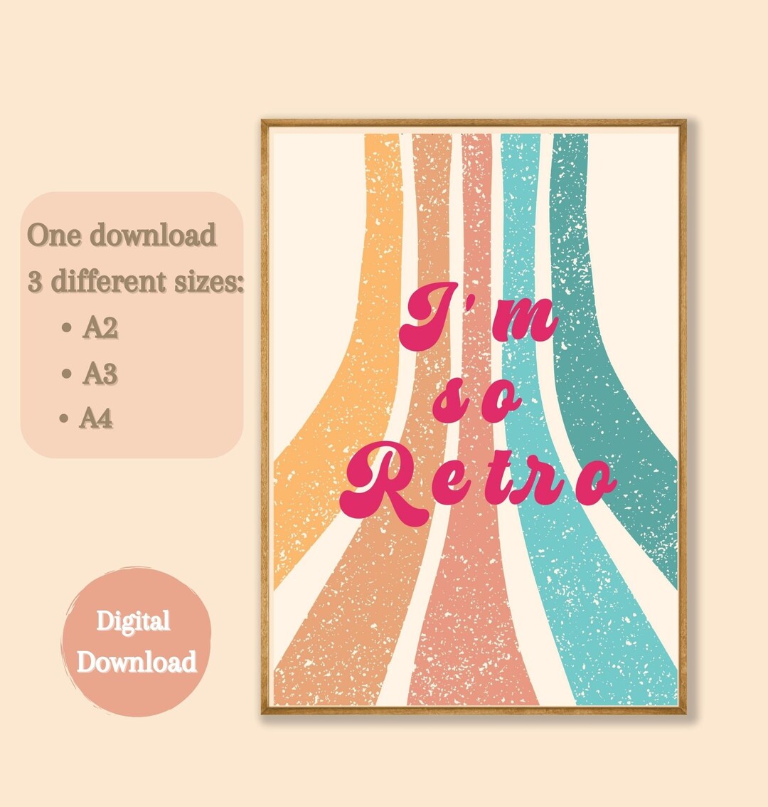 Im so Retro Vintage Rainbow Printable Poster, Boho, Hippie Poster, 70s ...
