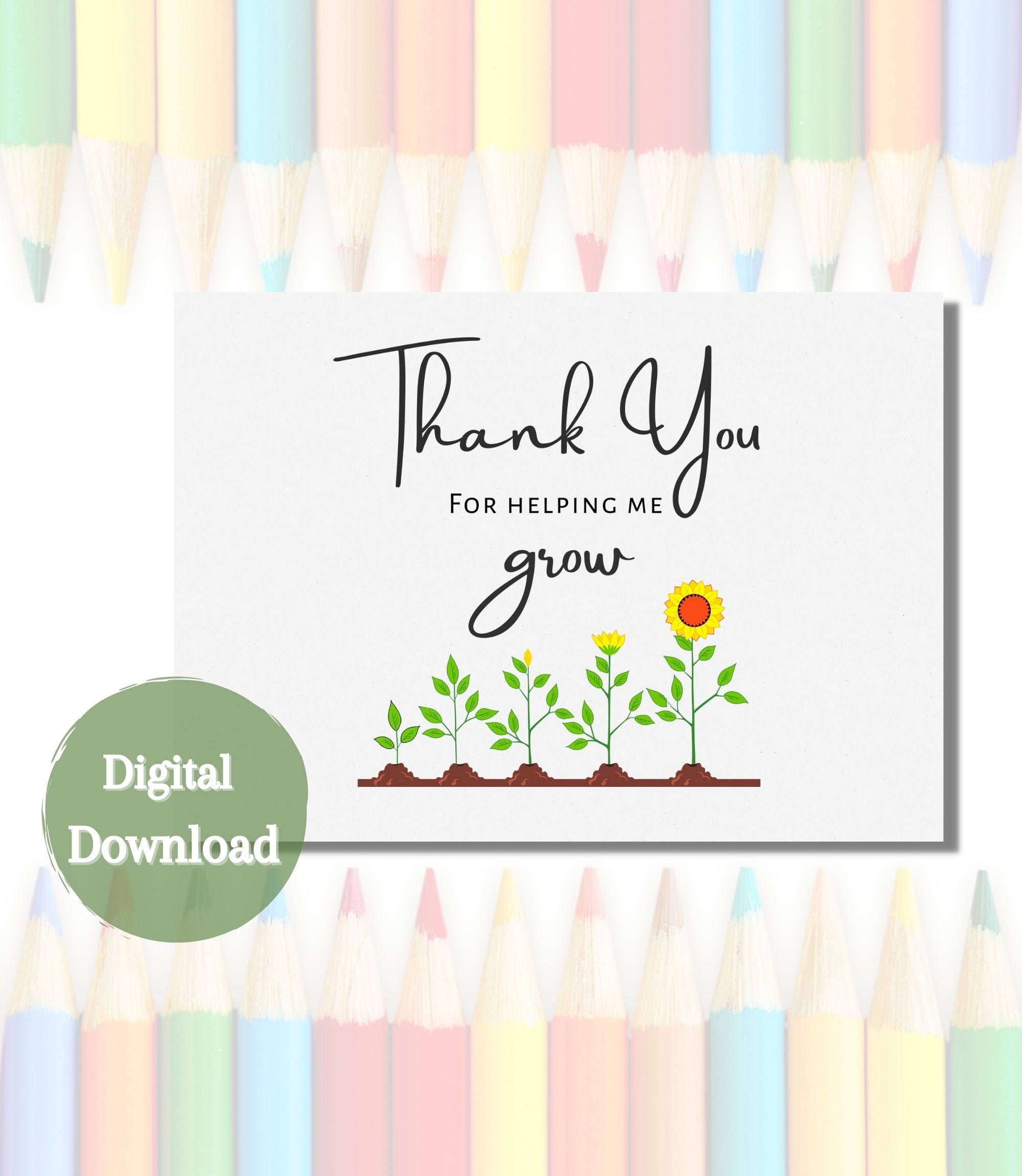 Thank You Teacher Card, Printable Card for Teacher, Therapist Card ...
