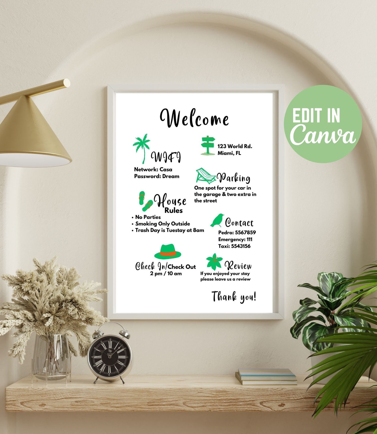 Airbnb Welcome Poster, Vacation Rental Sign, Beach House Rules Template ...