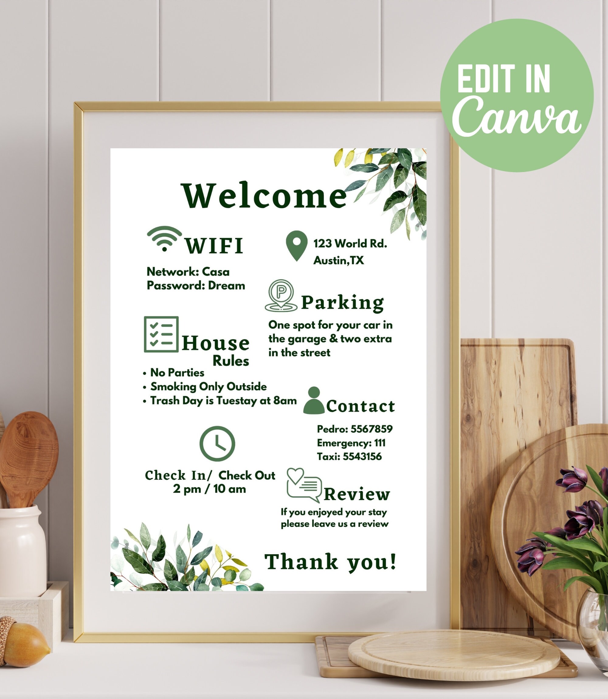 Airbnb Welcome Poster, Vacation Rental Sign, Beach House Rules Template ...