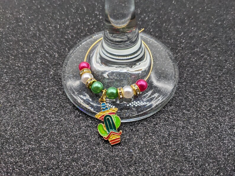 Fiesta | Taco Tuesday | Cinco De Mayo | Mexico Themed Wine Glass Charms ...