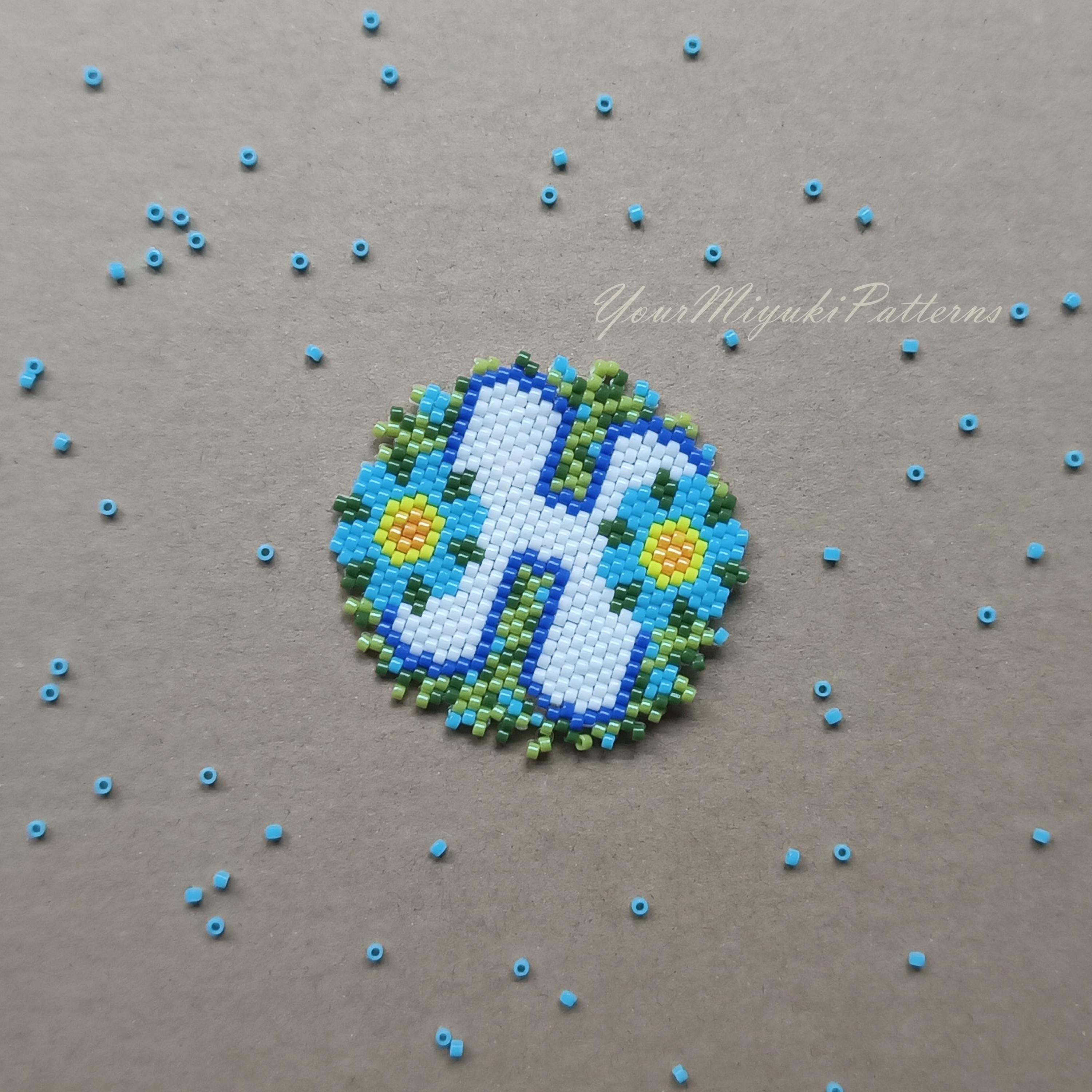Brick Stitch Pattern Floral Letter H Beading Pattern PDF Beaded Letter ...